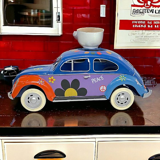 חיפושית פולקסווגן צבעונית עם קישוט | דברי נוי לבית | דברי נוי | decogifts